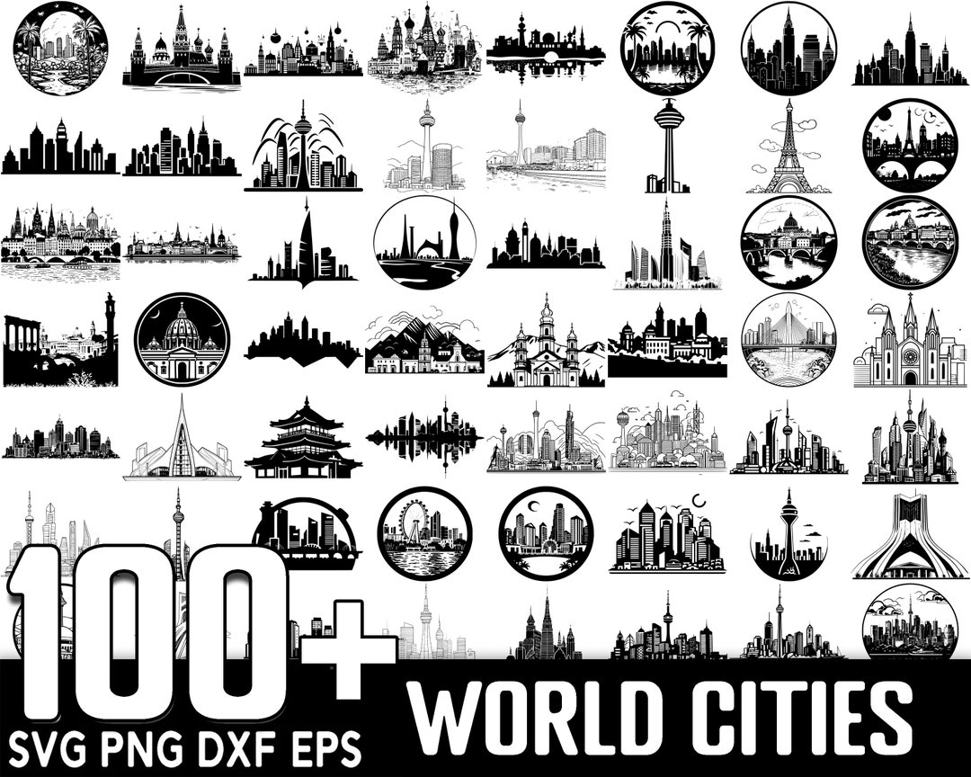 World Cities SVG Bundle,instant Digital Download, PNG, SVG Cut Files - Etsy