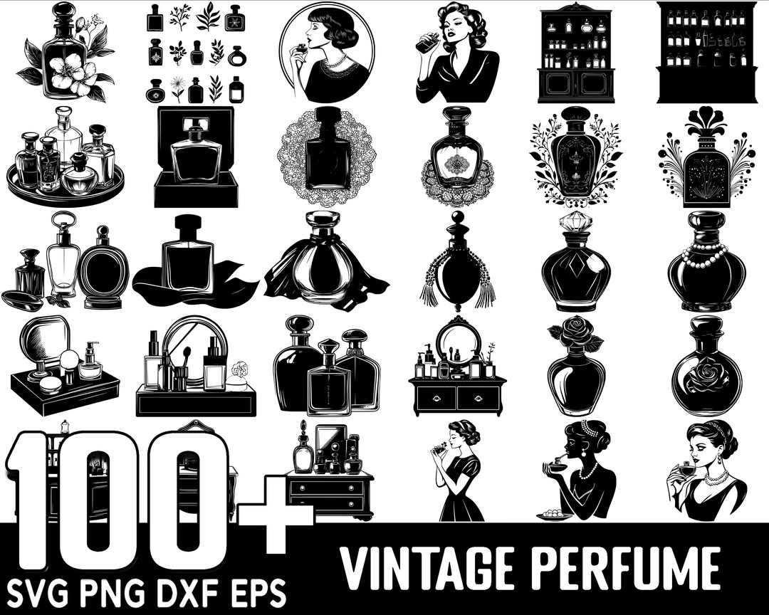 100+ Vintage Perfume SVG Bundle, Instant Digital Download, PNG, SVG Cut ...