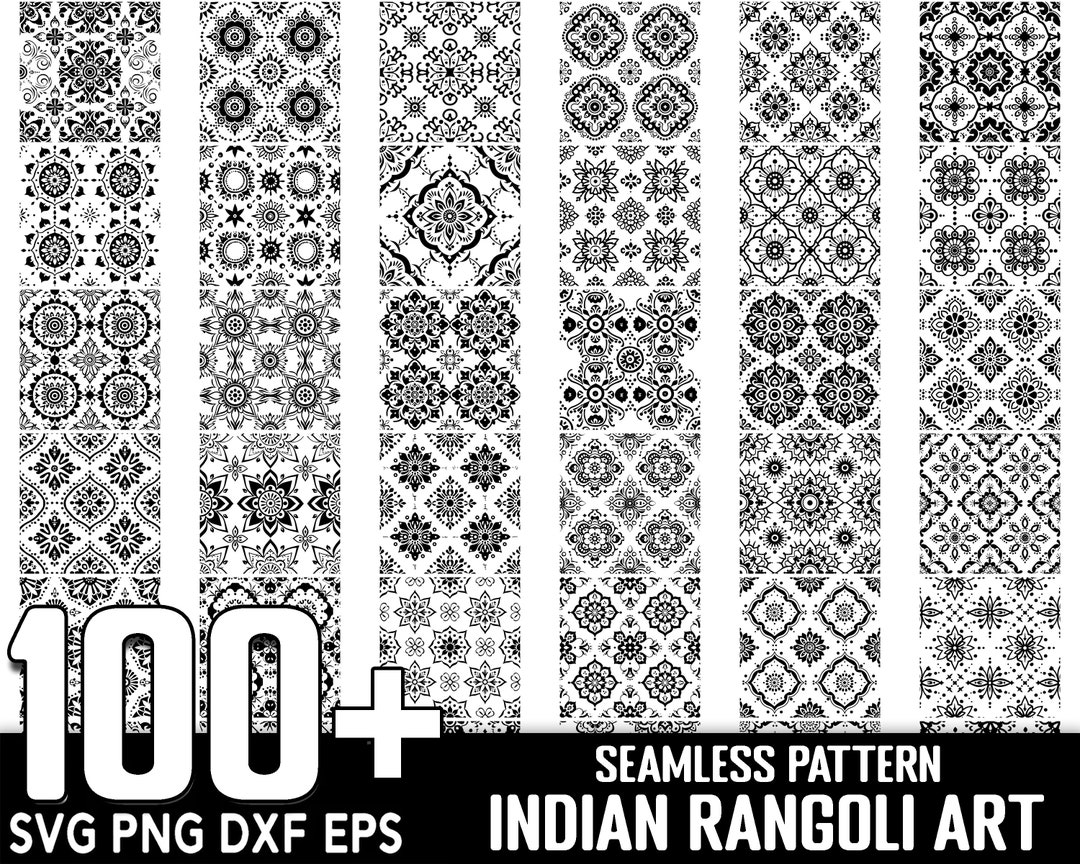 Indian Rangoli Art Seamless Pattern SVG Bundle (digital Download) - Etsy