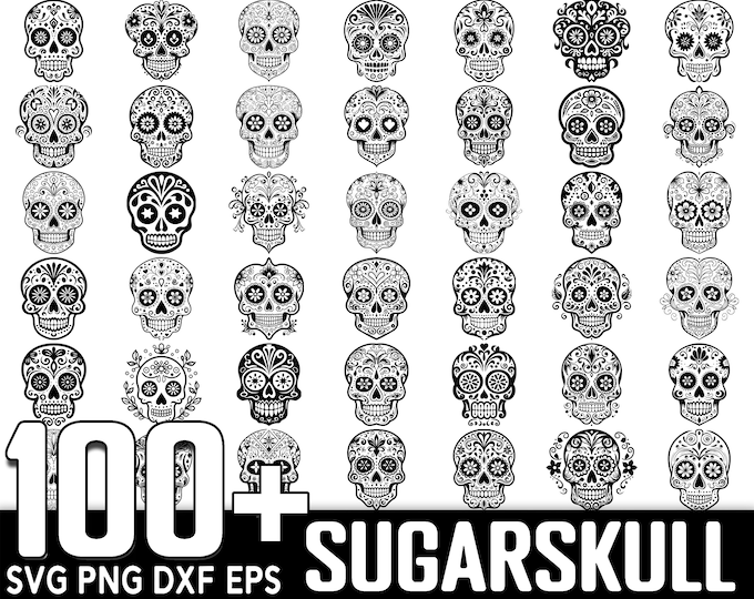 Skull Svg Bundle, Skull Png Files, Sugar Skulls Svg, Skull Clipart, Svg ...