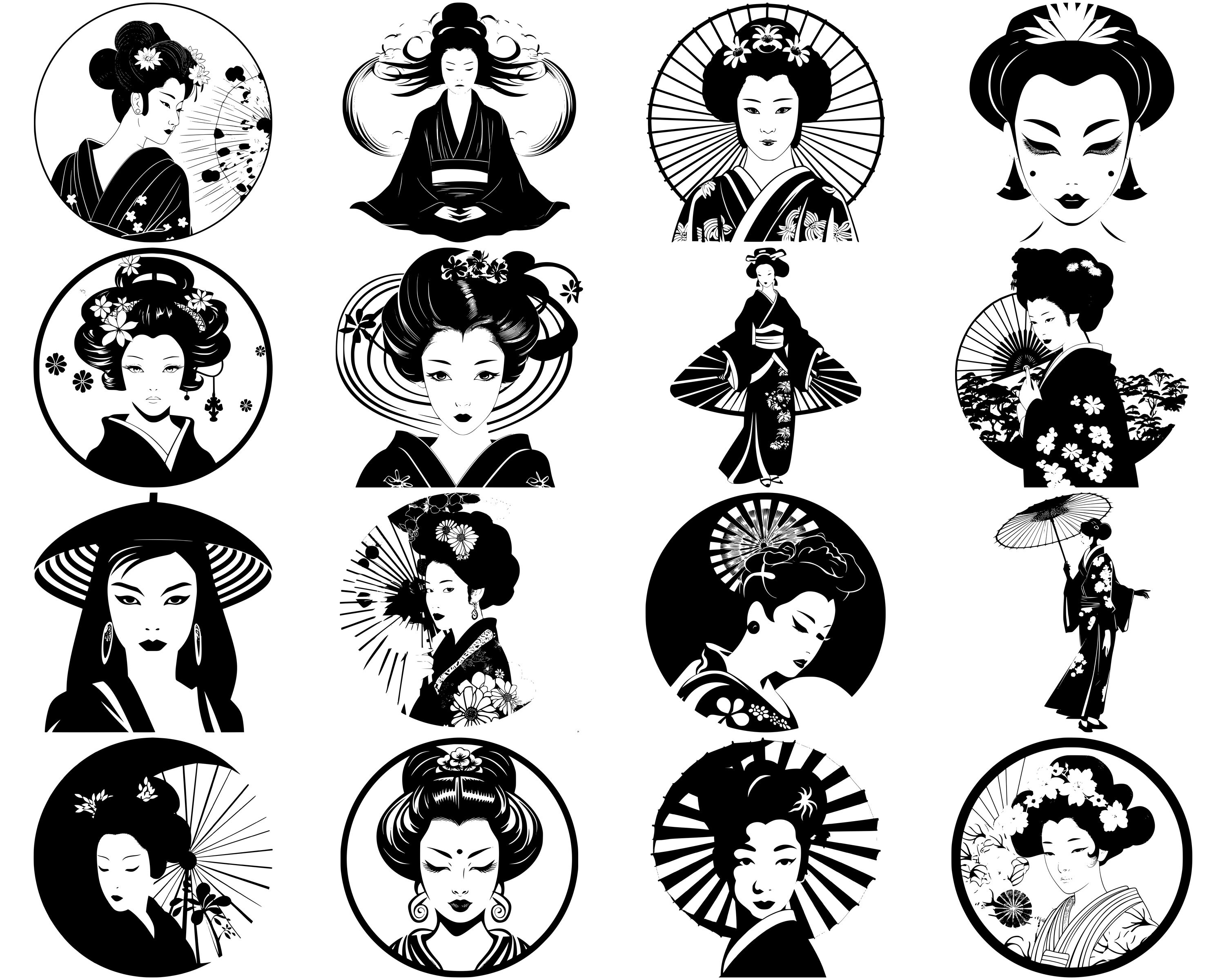 100+ Geisha SVG Bundle, Instant Digital Download, PNG, SVG Cut Files - Etsy