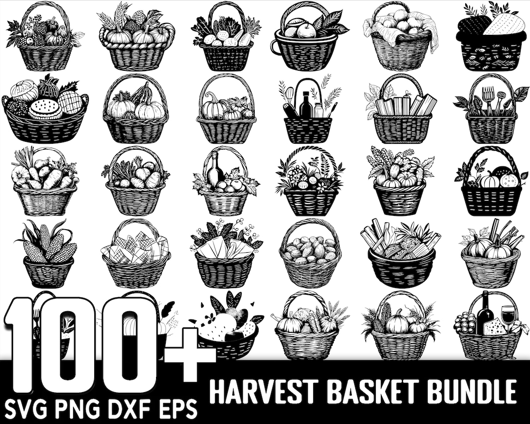 100+ Harvest Basket SVG Bundle, Instant Digital Download, PNG, SVG Cut ...