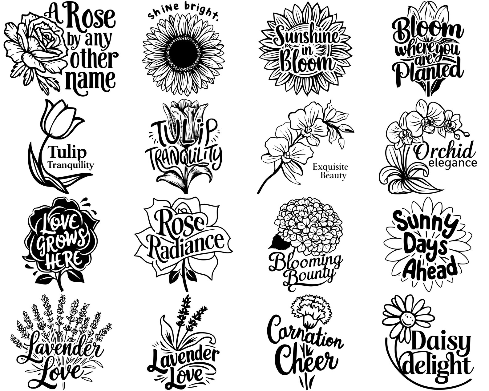 100+ Flower Quotes SVG Bundle, Instant Digital Download, PNG, SVG Cut ...