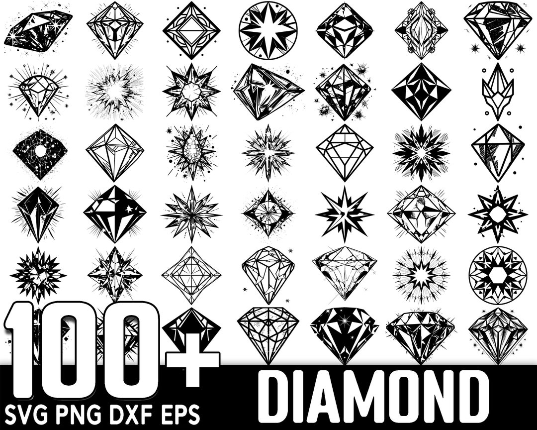 100+ Diamond SVG Bundle, Instant Digital Download, PNG, SVG Cut Files ...