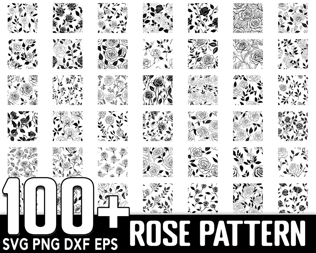 100+ Rose Pattern Seamless Pattern SVG Bundle, Instant Digital Download ...