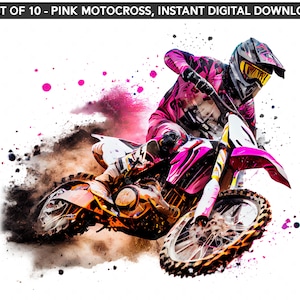 Pink Motocross, High Quality Dirt Bike Png Bundle, Set of 10, Instant ...