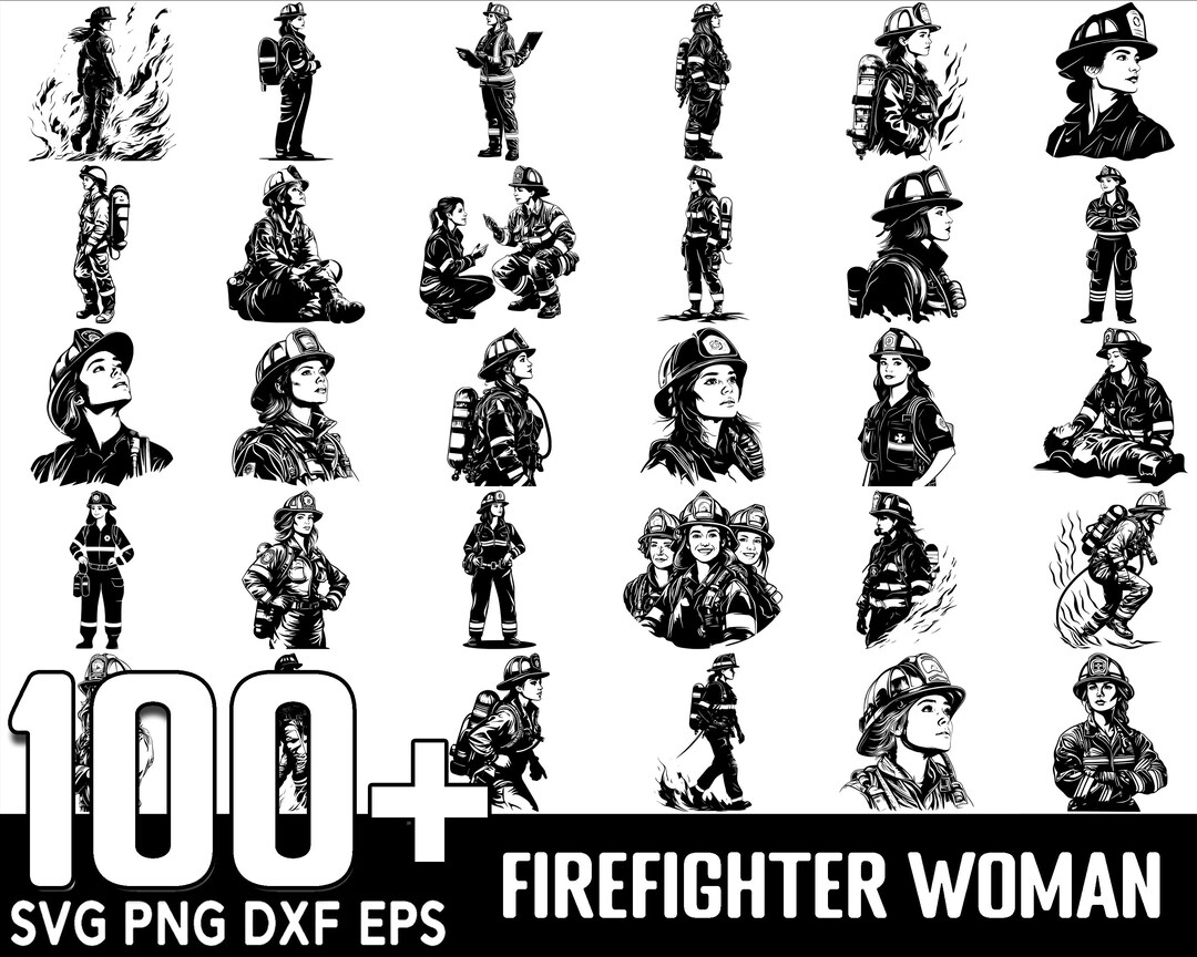 100+ Firefighter Woman SVG Bundle, Instant Digital Download, PNG, SVG ...