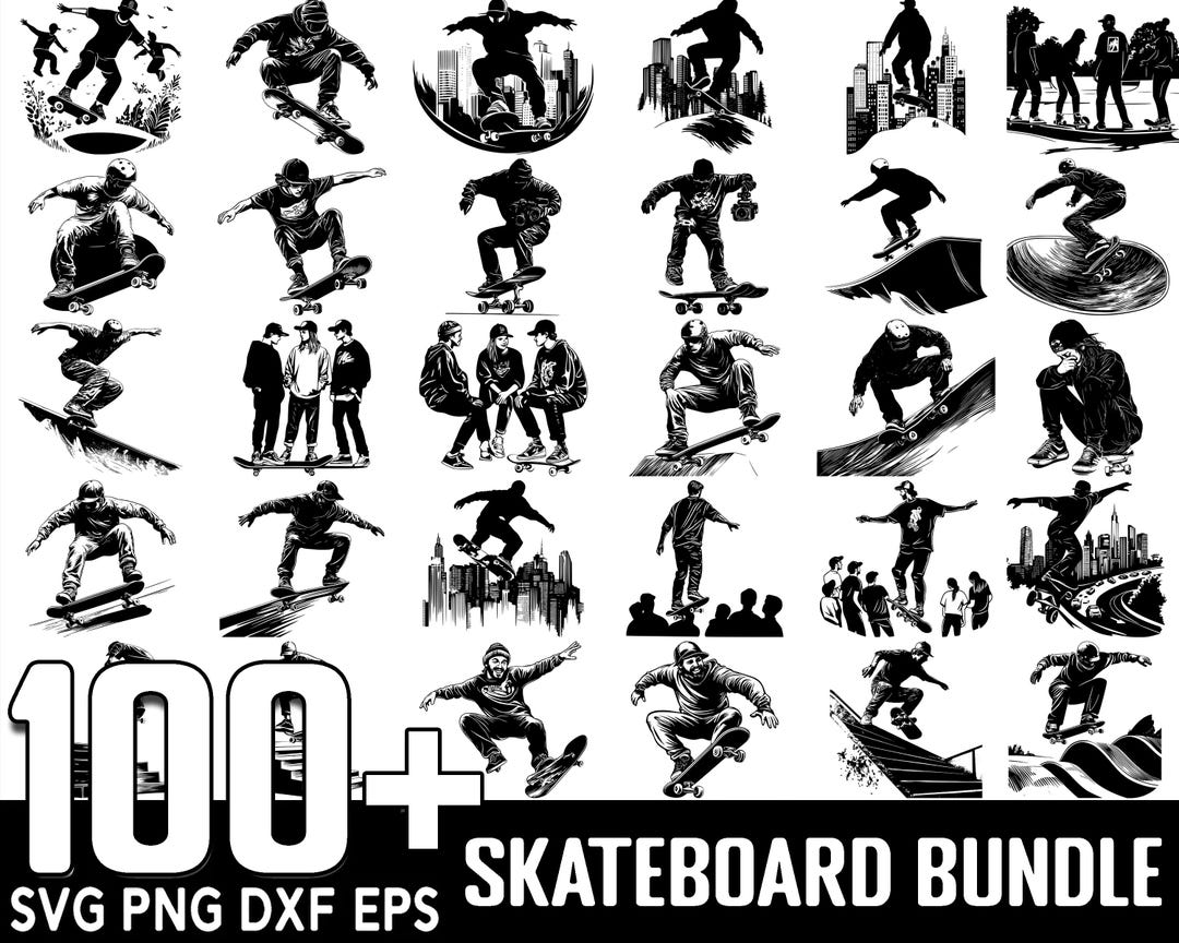 100 Skateboard SVG Bundle, Instant Digital Download, PNG, SVG Cut Files ...
