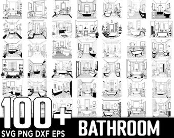 Bathroom Svg, 100 Files, Sink Svg, Restroom Svg, Bundle Svg, T-shirt ...
