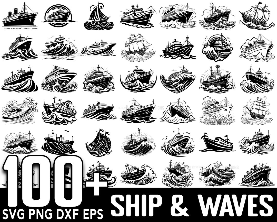 100+ Ship and Waves SVG Bundle, Instant Digital Download, PNG, SVG Cut ...