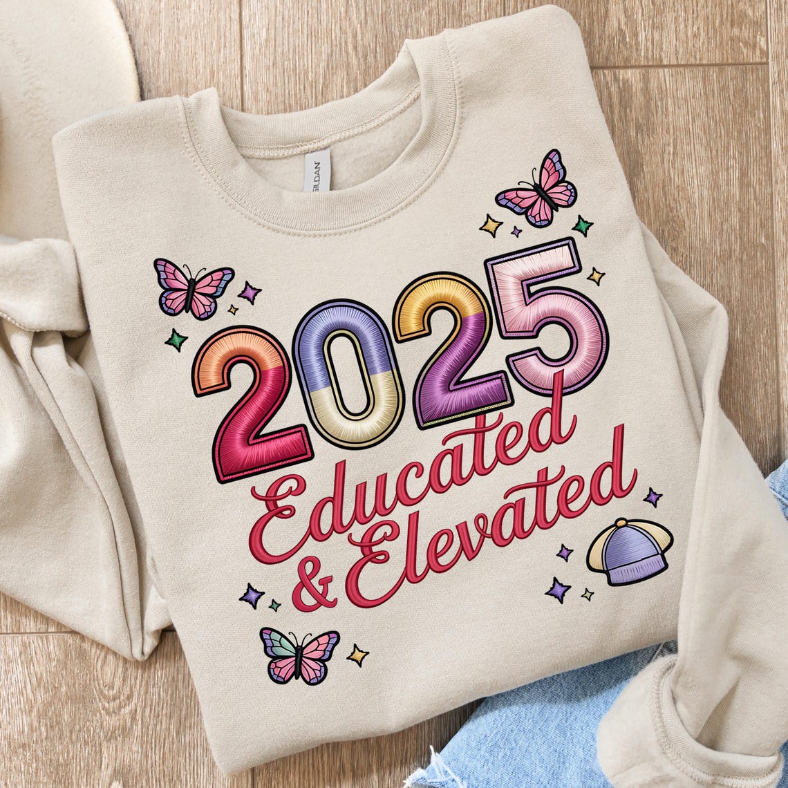 2025 Graduation PNG: Educated & Elevated Embroidery Design (digital ...