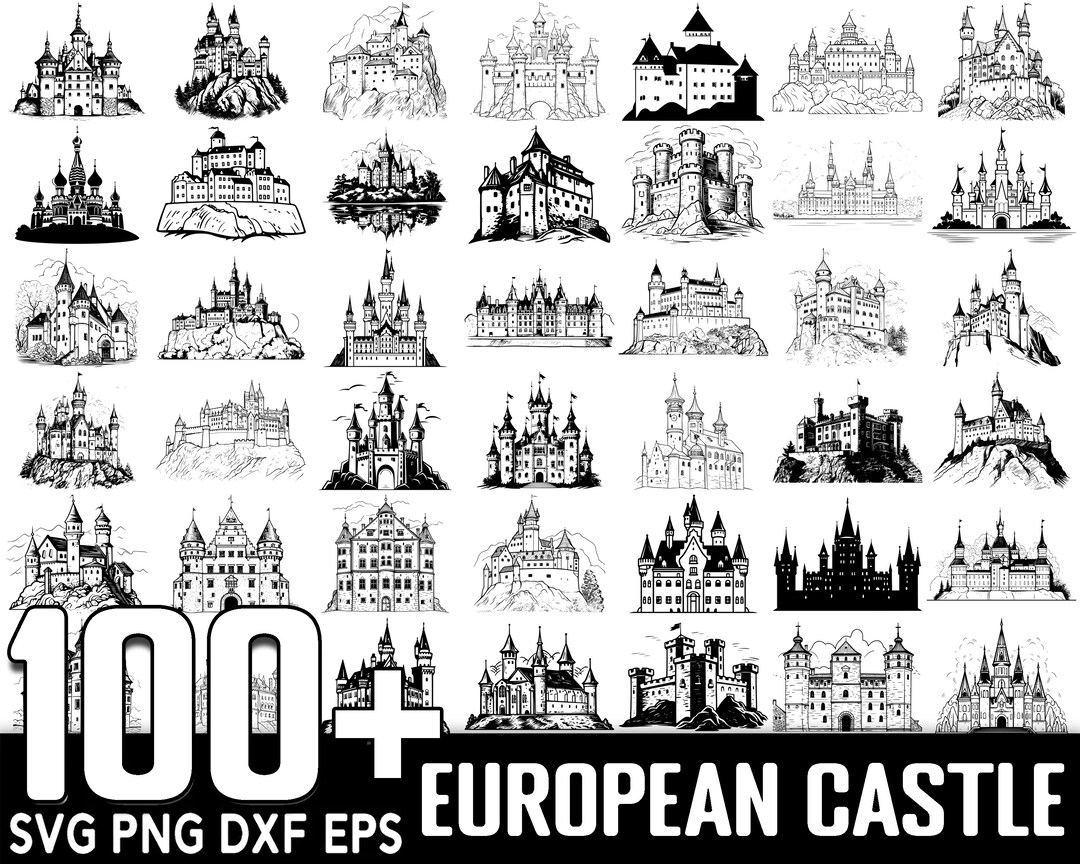 100+ European Castle SVG Bundle, Instant Digital Download, PNG, SVG Cut ...