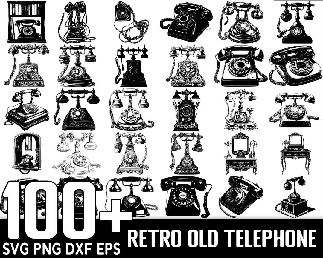 Retro Old Telephone SVG Bundle,instant Digital Download, PNG, SVG Cut ...