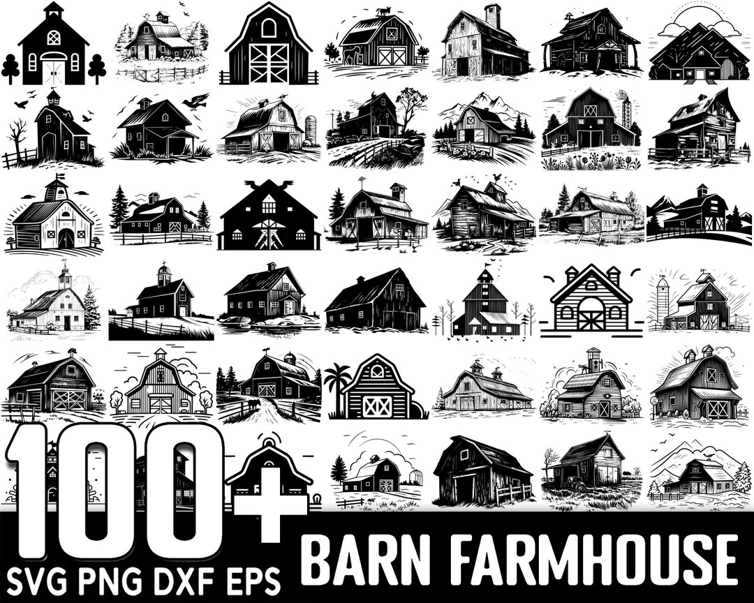 100+ Barn Farmhouse SVG Bundle,instant Digital Download, PNG, SVG Cut ...
