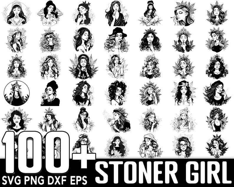 100+ Weed Stoner Girl SVG Bundle, Instant Digital Download, PNG, SVG ...