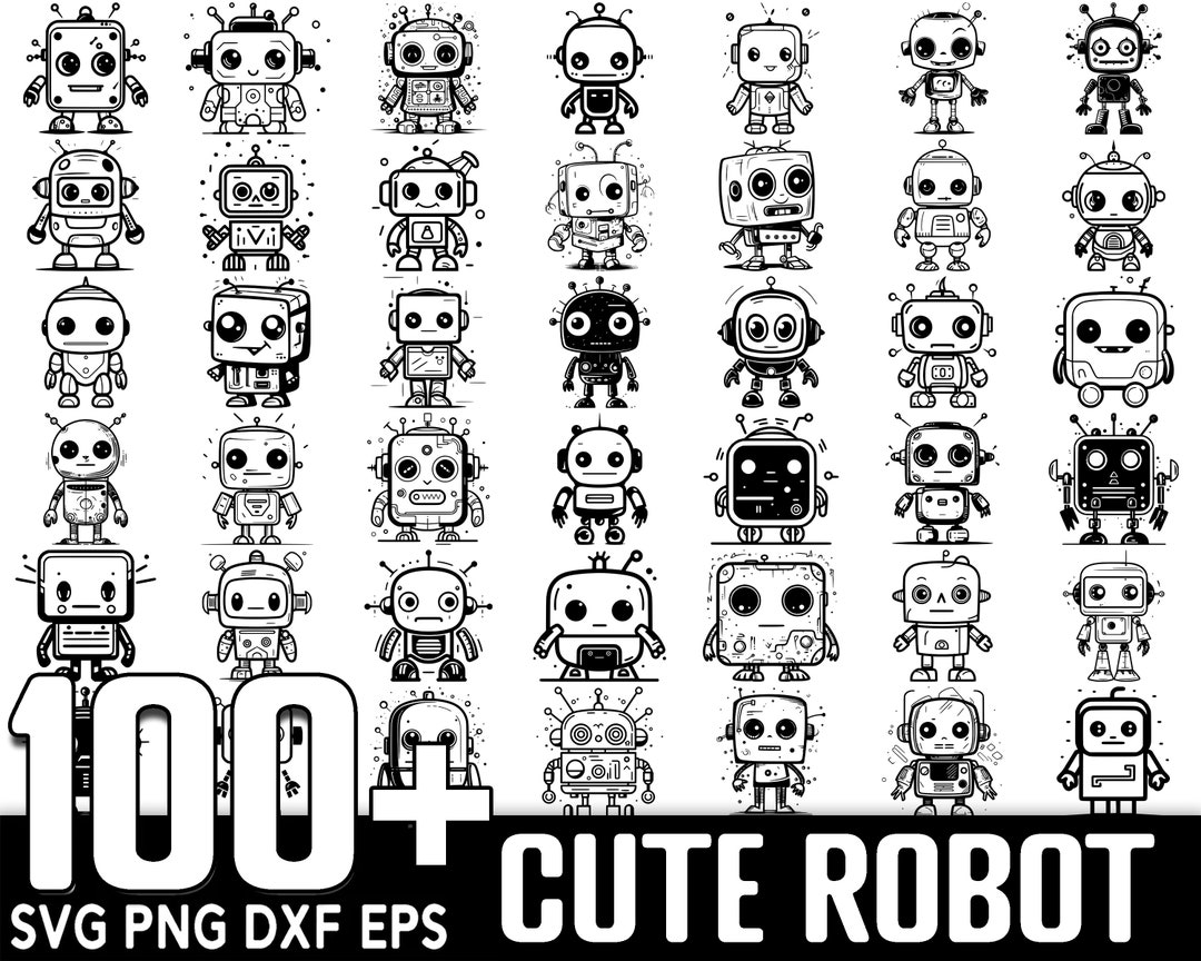 100+ Cute Robot SVG Bundle, Instant Digital Download, PNG, SVG Cut Files - Etsy