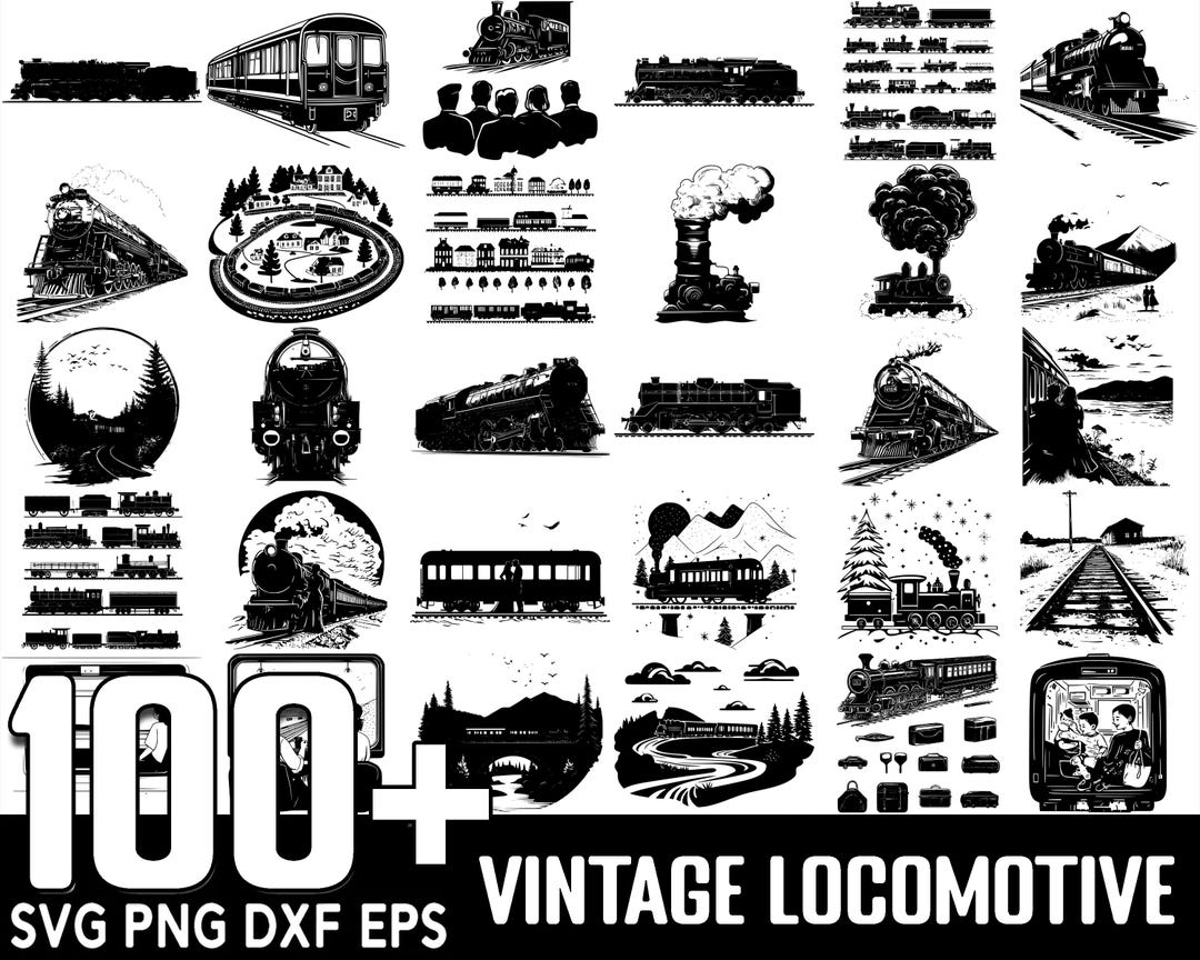 Vintage Locomotive SVG Bundle,instant Digital Download, PNG, SVG Cut ...