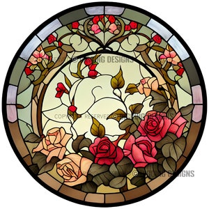 Set of 21 Rose Stained Glass Clipart Watercolor Clipart Rose - Etsy