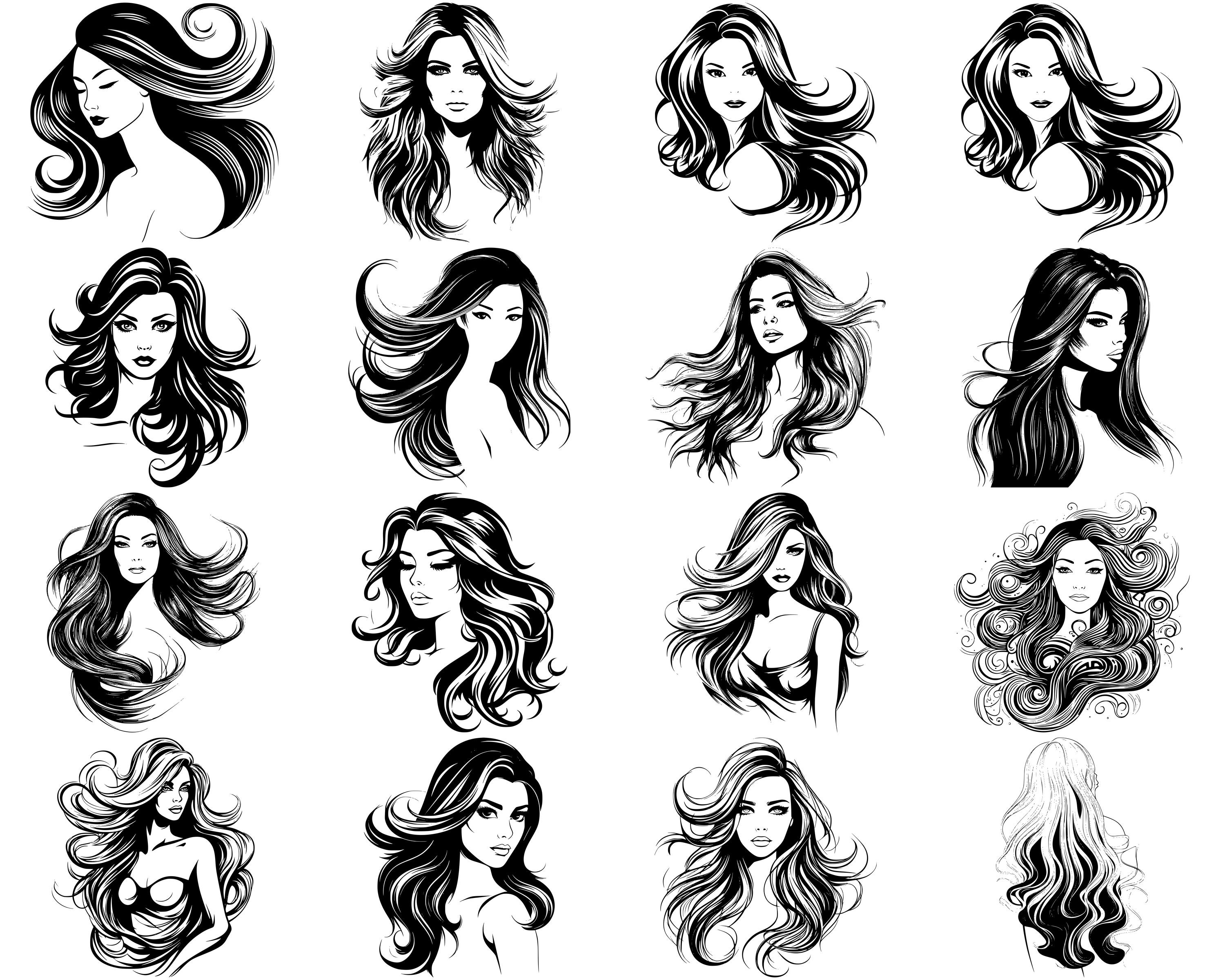 100+ Long Hair SVG Bundle, Instant Digital Download, PNG, SVG Cut Files ...