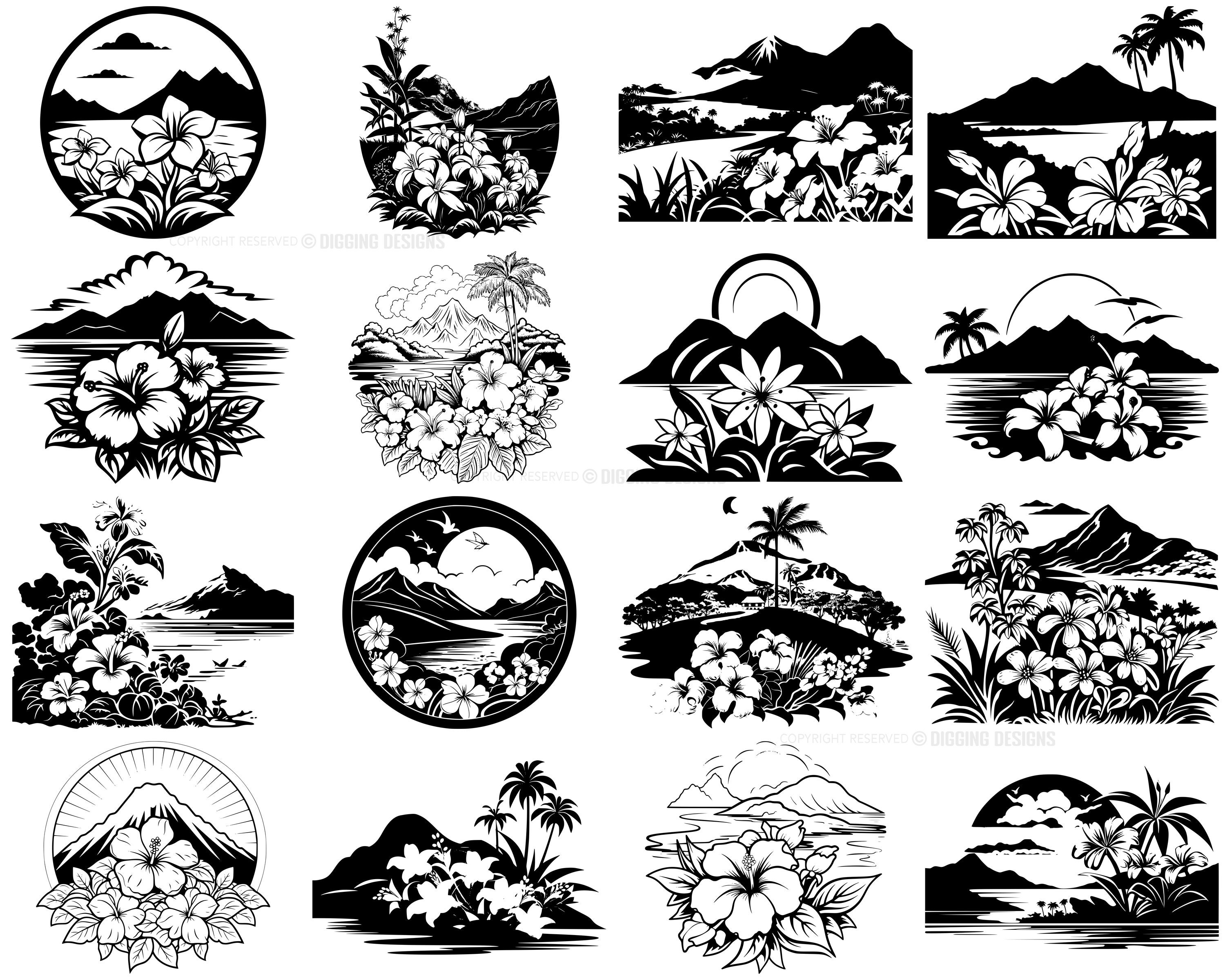 100+ Hawaii Flower Scene SVG Bundle, Instant Digital Download, PNG, SVG ...