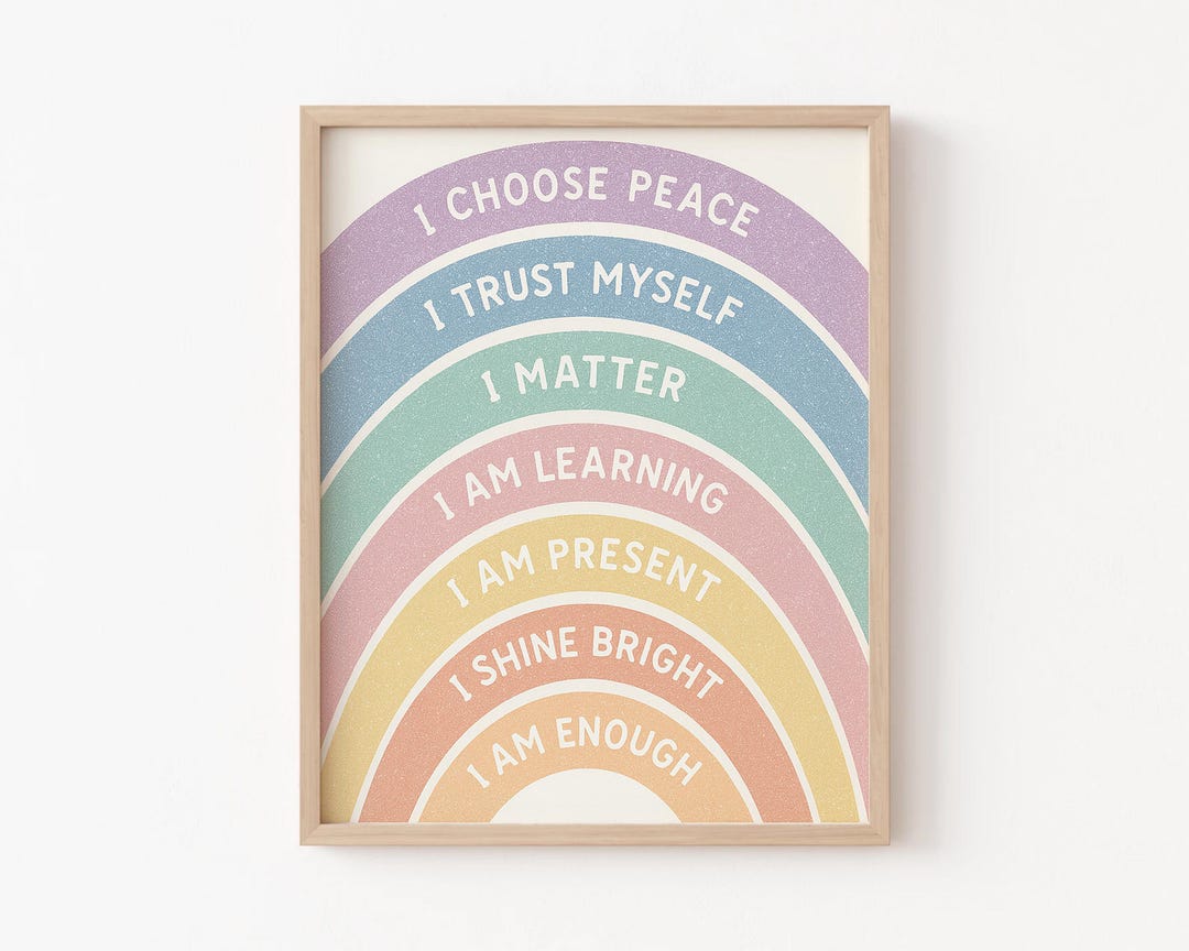 Rainbow Affirmations Poster: Kids' Positive Wall Art (digital Download ...