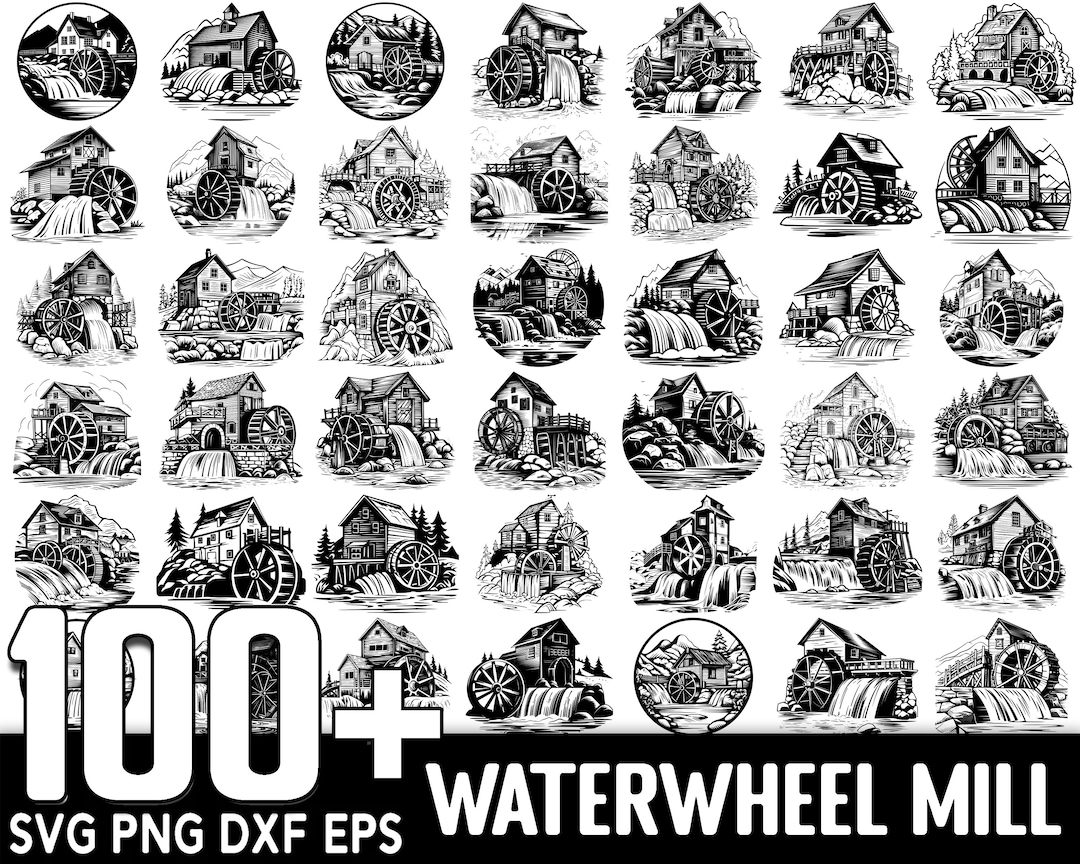 100+ Waterwheel Mill SVG Bundle, Instant Digital Download, PNG, SVG Cut ...