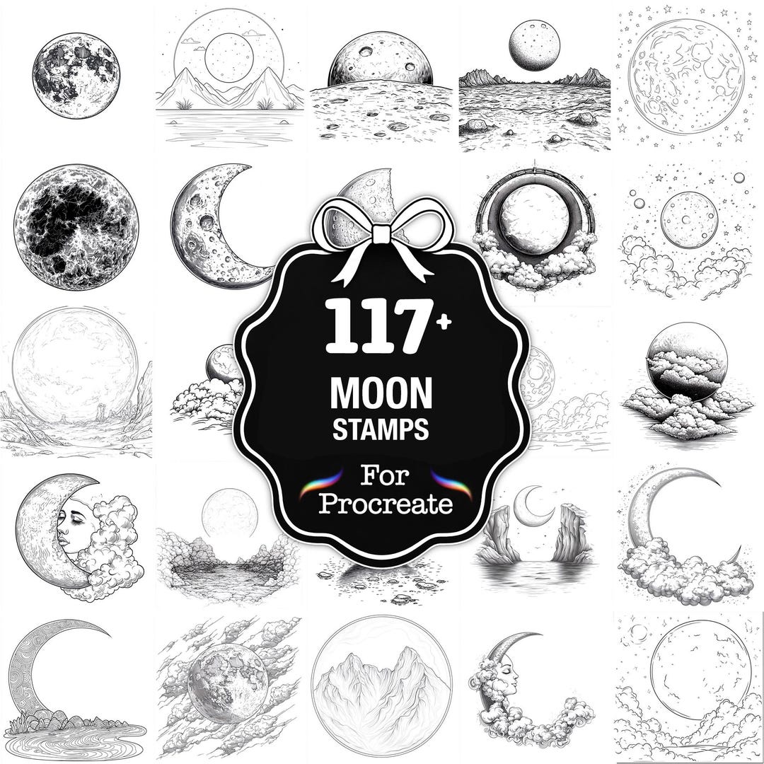 117+ Moon Procreate Stamps, Lunar Illustration Brushes for Procreate ...