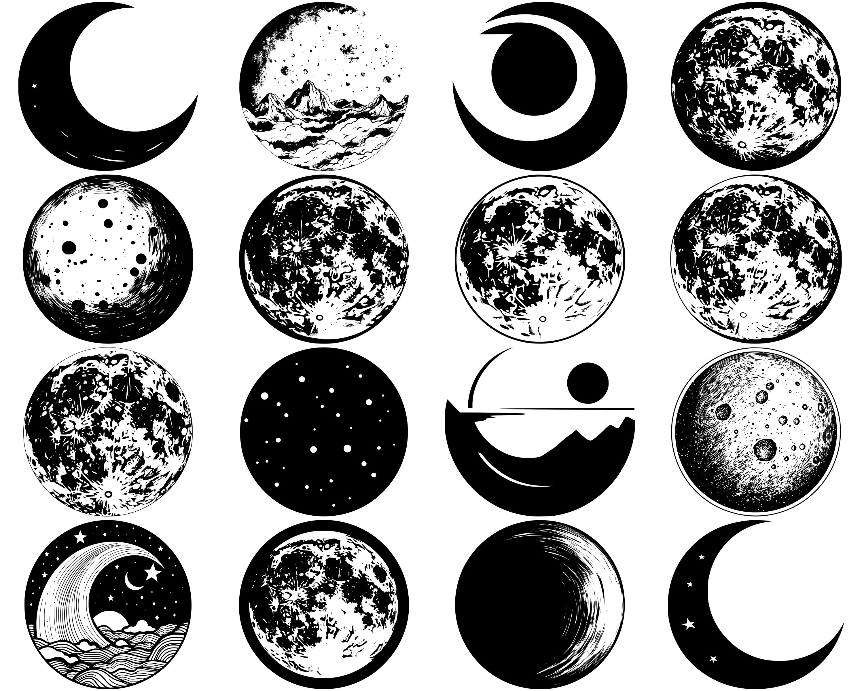 100+ Moon SVG Bundle, Instant Digital Download, PNG, SVG Cut Files - Etsy