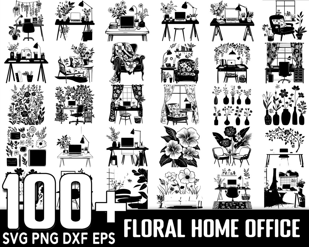 100 Floral Home Office SVG Bundle, Instant Digital Download, PNG, SVG ...