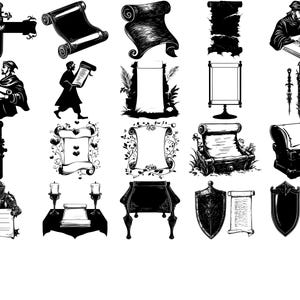 100+ Medieval Scroll SVG Bundle, Instant Digital Download, PNG, SVG Cut ...