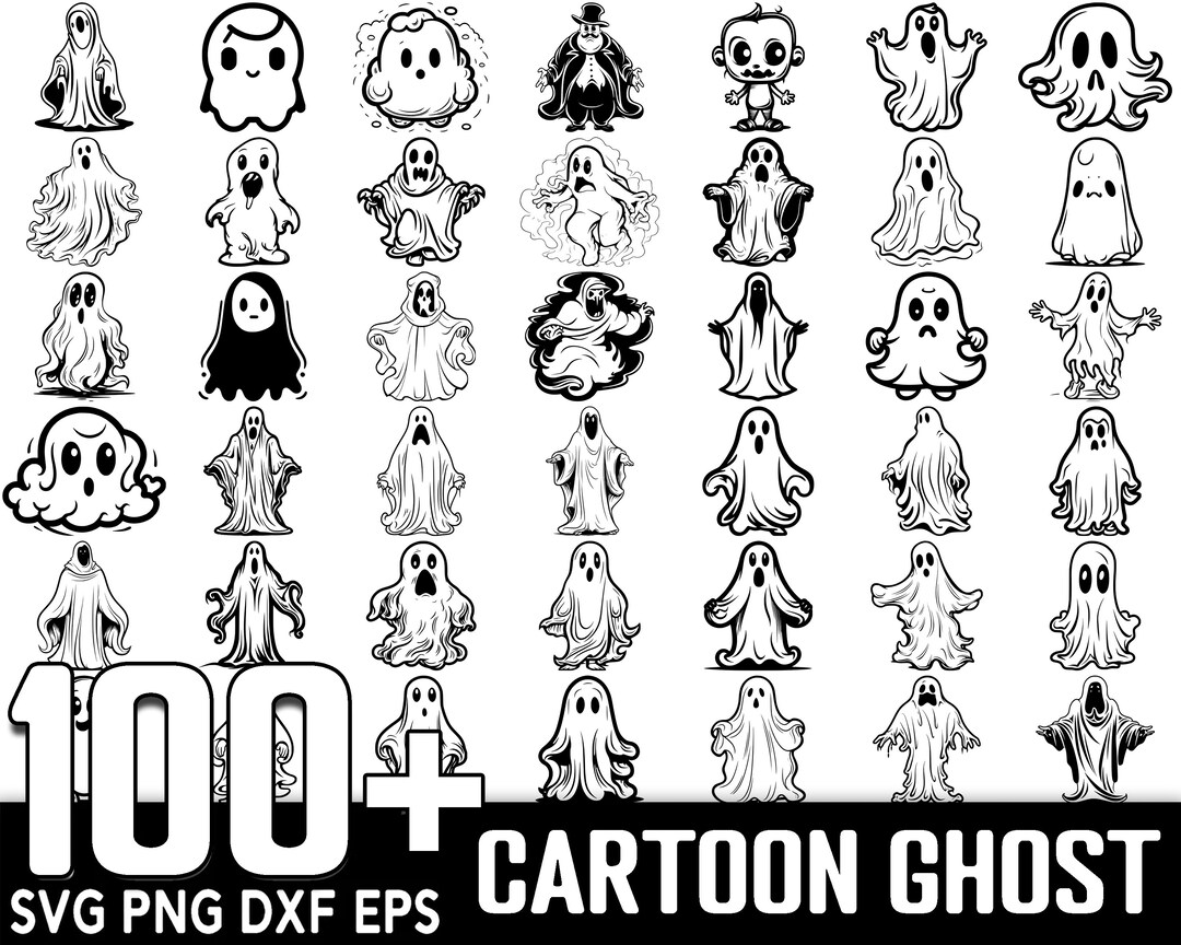 100+ Cartoon Ghost SVG Bundle, Instant Digital Download, PNG, SVG Cut ...