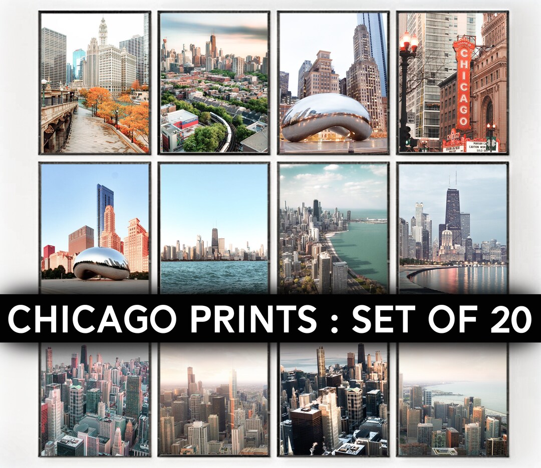 SET OF 20 Chicago Prints, Chicago Poster, Chicago City Prints ...
