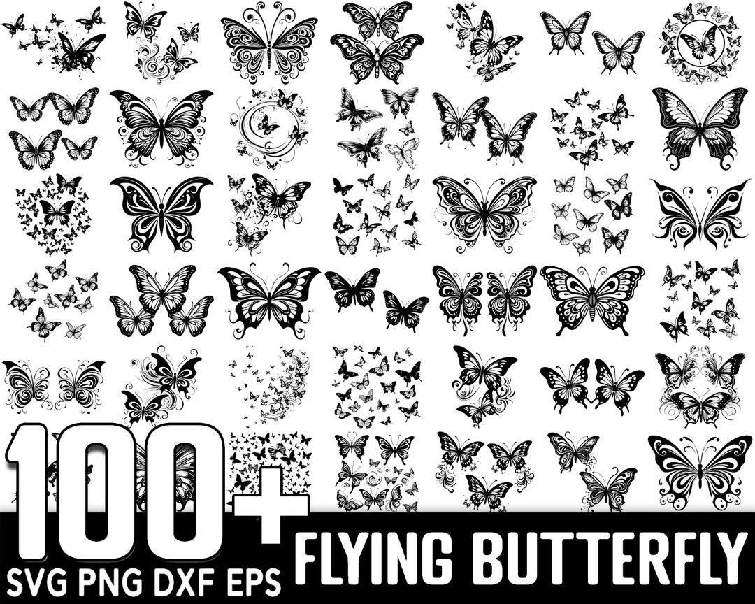 100+ Flying Butterflies SVG Bundle, Instant Digital Download, PNG, SVG ...