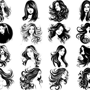 100+ Long Hair SVG Bundle, Instant Digital Download, PNG, SVG Cut Files ...