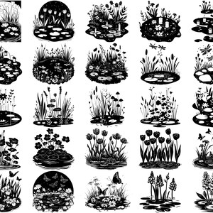 100 Floral Garden Pond SVG Bundle, Instant Digital Download, PNG, SVG ...