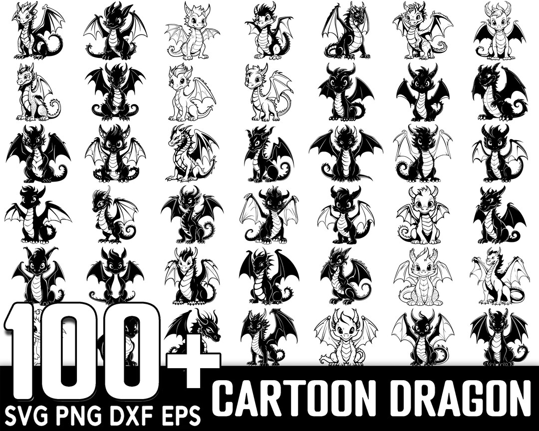 100+ Cartoon Dragon SVG Bundle, Instant Digital Download, PNG, SVG Cut ...