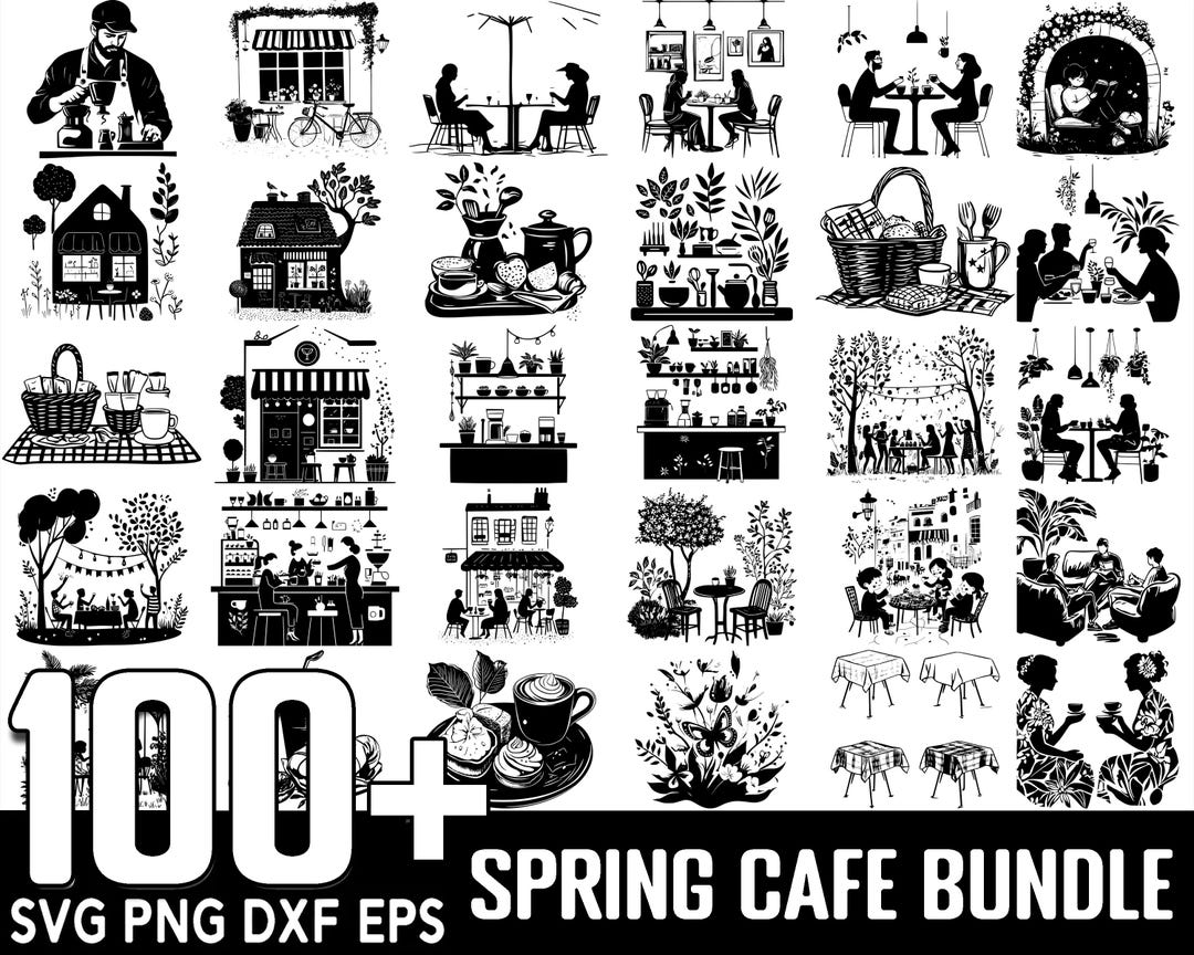 100+ Spring Cafe SVG Bundle, Instant Digital Download, PNG, SVG Cut ...