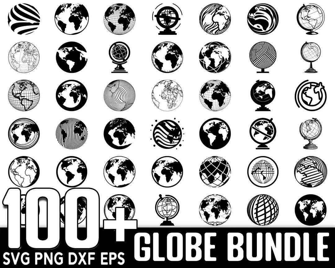 100+ Globe SVG Bundle, Instant Digital Download, PNG, SVG Cut Files - Etsy