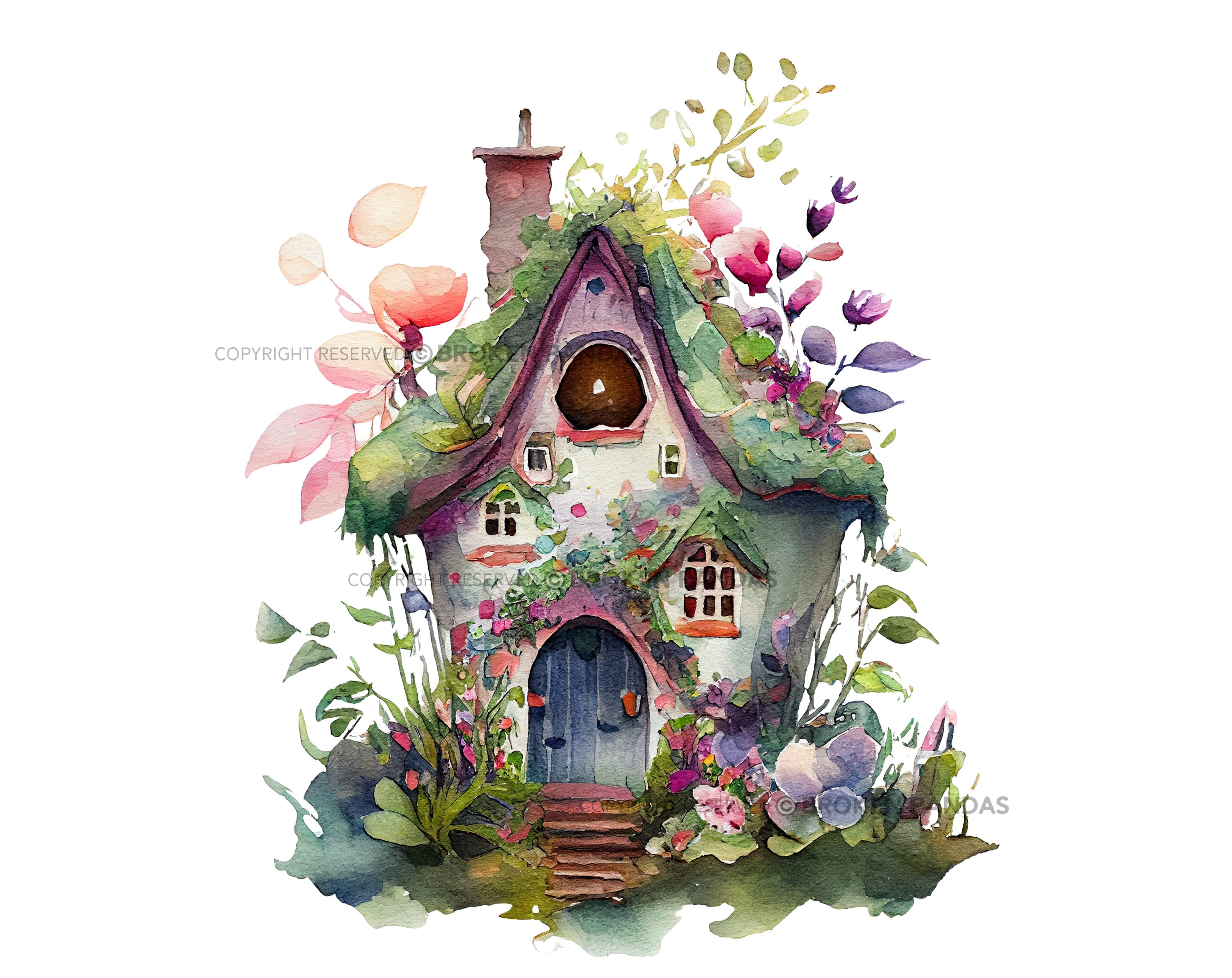Set of 21 Fairy House Watercolor Clipart Fairy House Clip - Etsy