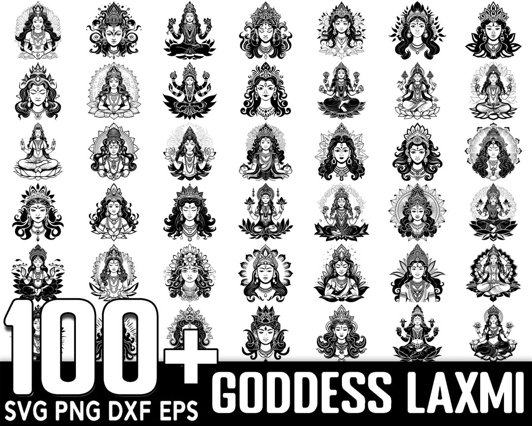 100+ Goddess Laxmi SVG Bundle, Instant Digital Download, PNG, SVG Cut ...