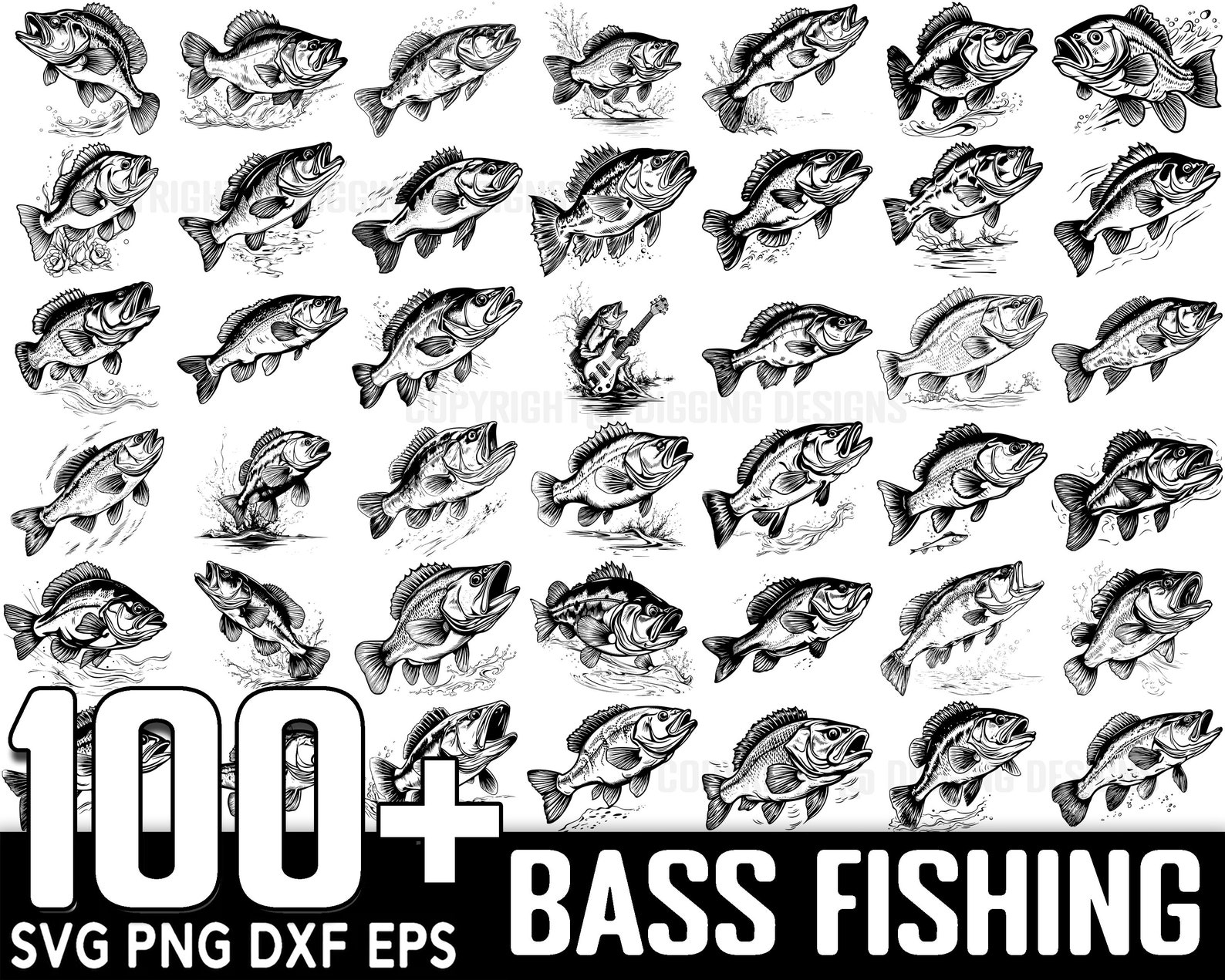 100+ Bass Fishing SVG Bundle, Instant Digital Download, PNG, SVG Cut ...