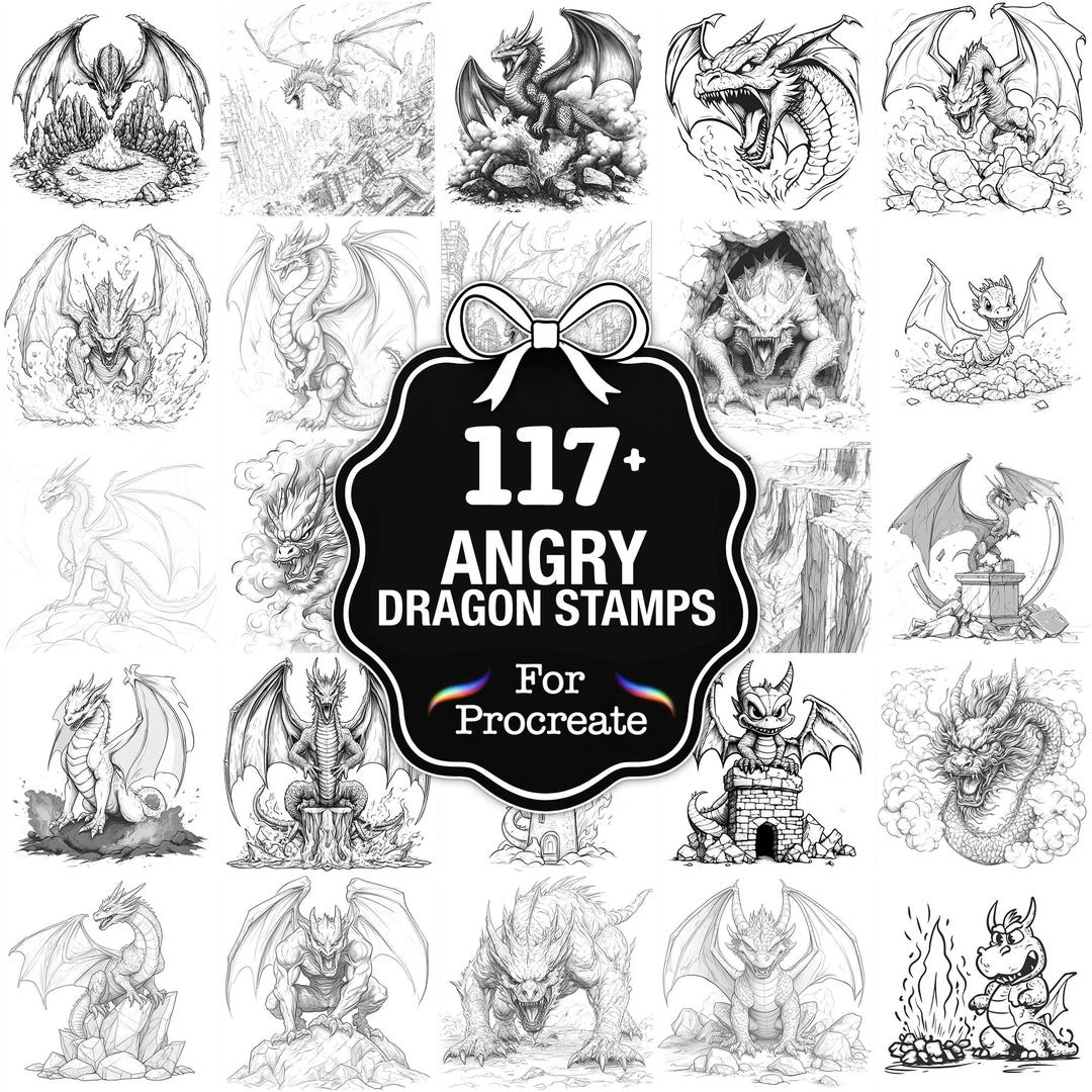117+ Angry Dragon Procreate Stamps, Dragon Brushes for Procreate ...