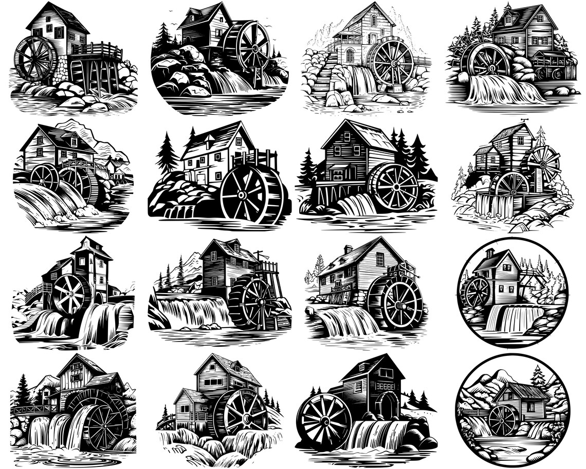 100+ Waterwheel Mill SVG Bundle, Instant Digital Download, PNG, SVG Cut ...