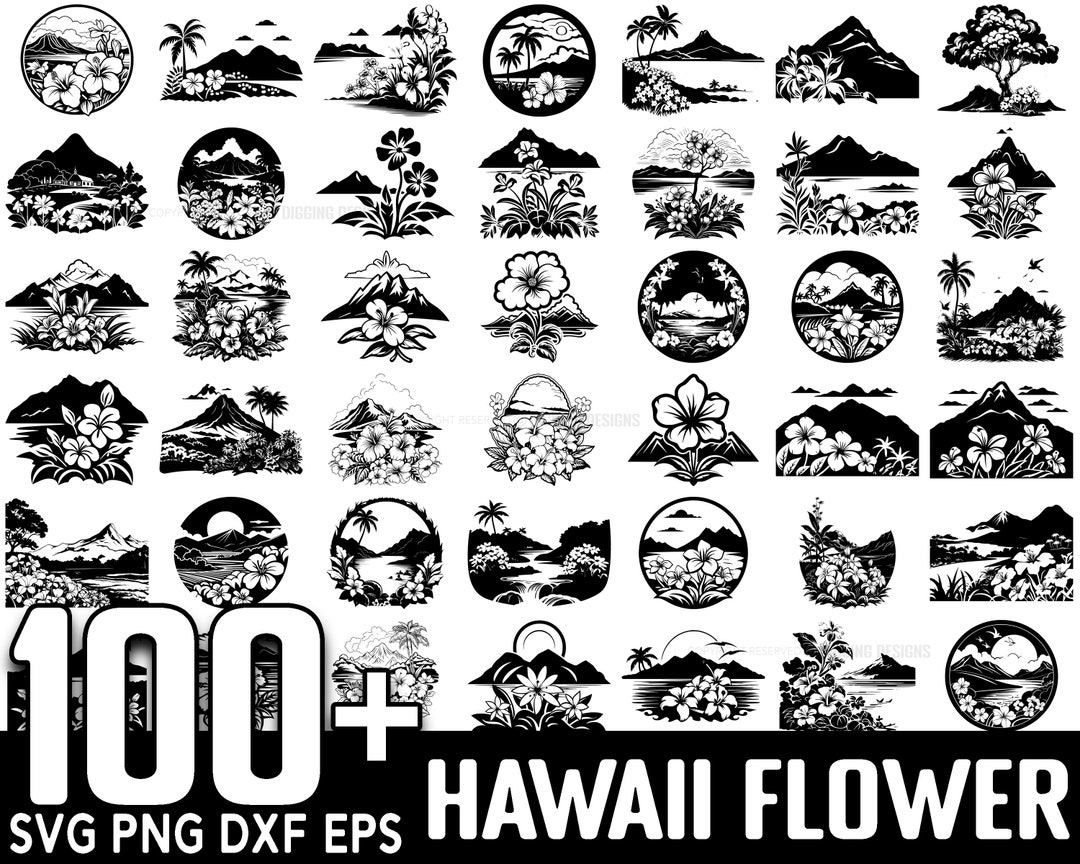 100+ Hawaii Flower Scene SVG Bundle, Instant Digital Download, PNG, SVG ...