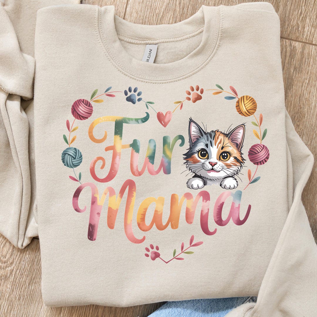 Fur Mama PNG: Calico Cat & Yarn Ball Design (instant Download) - Etsy