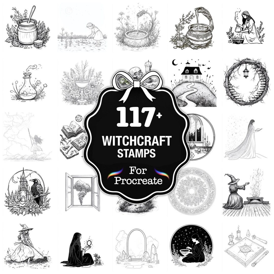 109+ Witchcraft Scene Procreate Stamps, Witch Brushes for Procreate ...