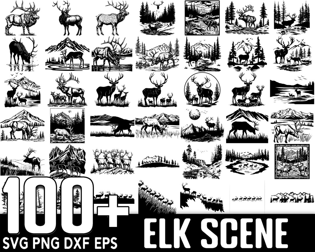 100+ Elk Scene SVG Bundle,instant Digital Download, PNG, SVG Cut Files ...