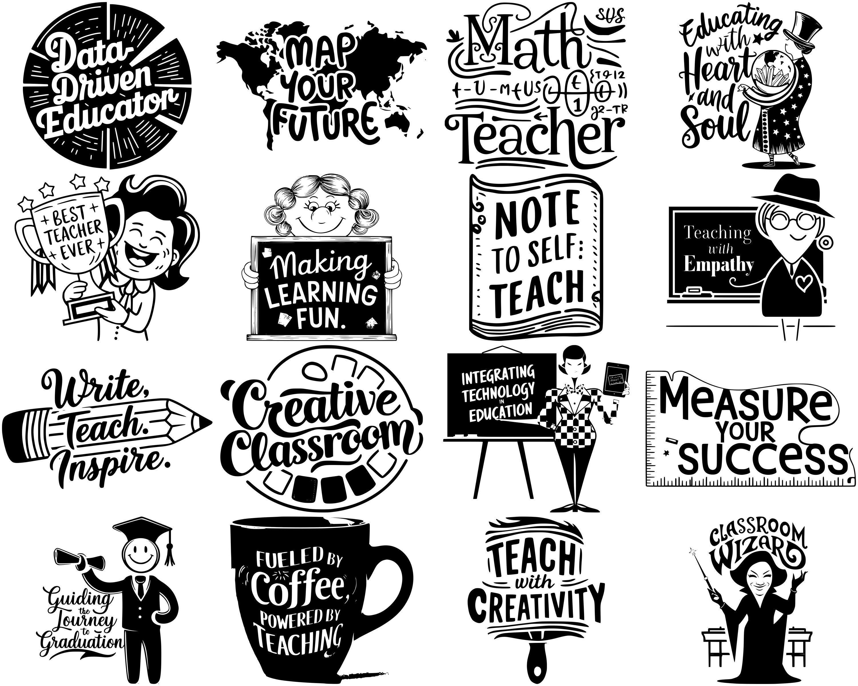 100+ Teacher Quotes SVG Bundle, Instant Digital Download, PNG, SVG Cut ...