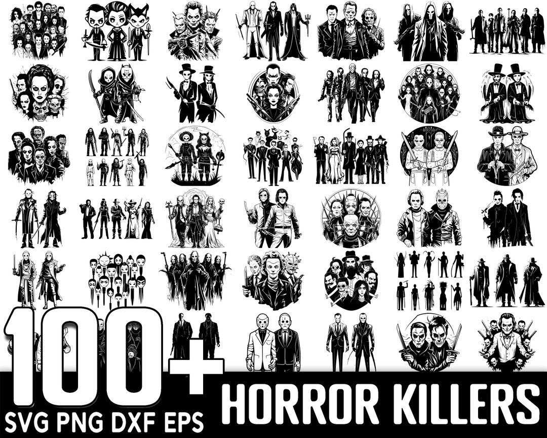 100+ Horror Killers SVG Bundle, Instant Digital Download, PNG, SVG Cut ...