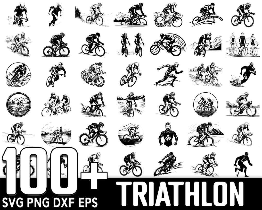 100+ Triathlon SVG Bundle, Instant Digital Download, PNG, SVG Cut Files ...